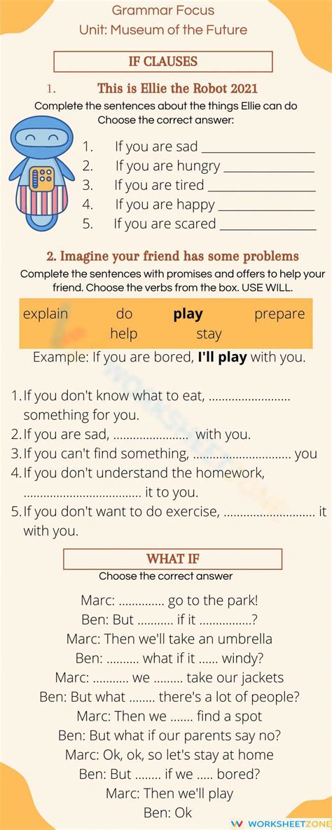 Grammar Focus Will If Clauses Worksheet