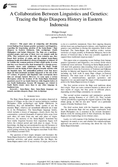 Pdf A Collaboration Between Linguistics And Genetics Tracing The Bajo Diaspora History In