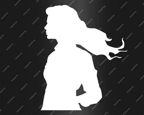 Белый силуэт женщины на черном фоне Премиум векторы