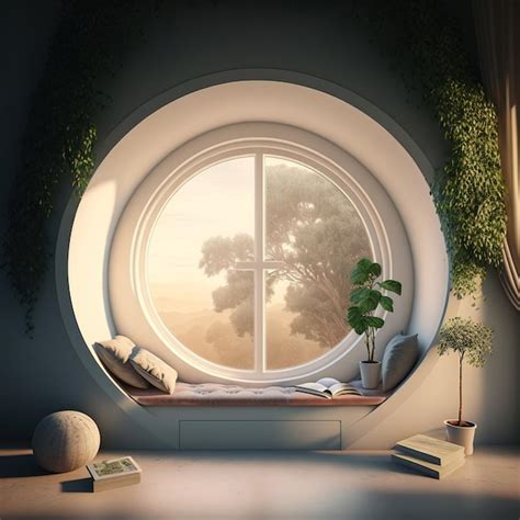 Premium Photo Interior Design Area Of The House With A Round Window