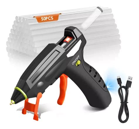 Pistola Silicon Inalámbrica Eléctrica Recargable Y 50 Barras Negro