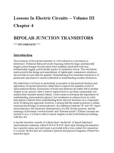 Pdf Lessons In Electric Circuits Bipolar Junction Transistor