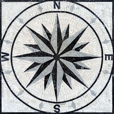 Gray Compass Mosaic Mosaic Natural