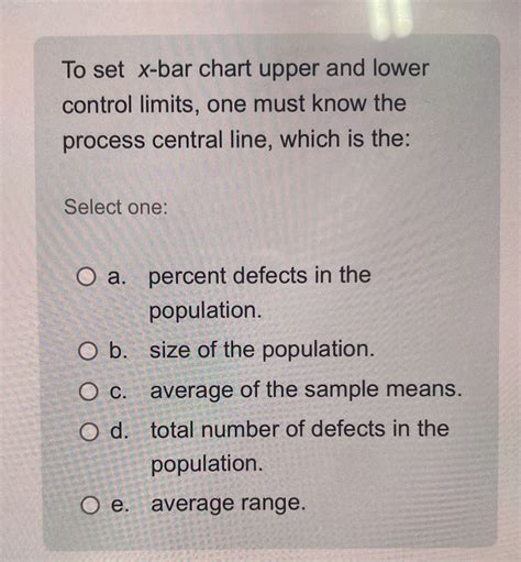 Solved To Set X Bar Chart Upper And Lower Control Limits