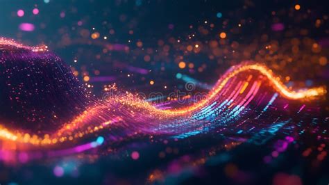 Abstract Colorful Light Wave Data Visualization Stock Illustration