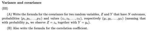 Solved Variance And Covariance Iii A Write The Formula