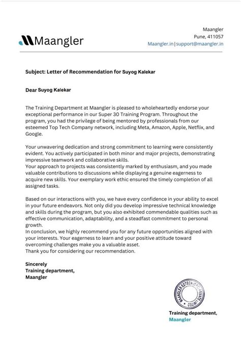 suyog kalekar on linkedin python maangler recommendation