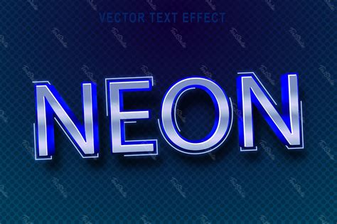 Neon Blue Font Style Effect Vector File Illustrator Premium