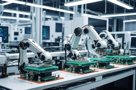 Premium Photo Advanced High Precision Robot Arms On Fully Automated Pcb Assembly
