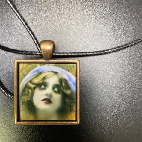 Ephemera Victorian Ghost Girl Portrait Necklace Etsy