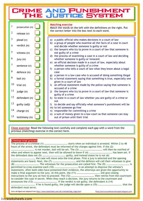Crime And Punishment Online Exercise For Intermediate Live Worksheets