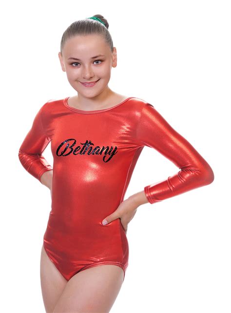 Personalised Volcano Red Mystique Long Sleeved Gymnastics Leotard Velocity Pro Sport