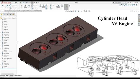 cylinder head v6 engine solidworks tutorial 2021 learn from homee d