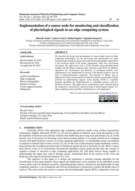 Pdf Implementation Of A Sensor Node For Monitoring And Classification