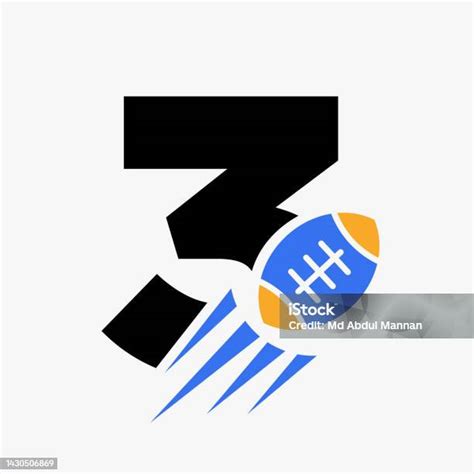 편지 3 럭비 로고 개념 움직이는 럭비 볼 아이콘 럭비 스포츠 로고 타입 심볼 벡터 템플릿 경기 스포츠에 대한 스톡 벡터 아트 및 기타 이미지 Istock