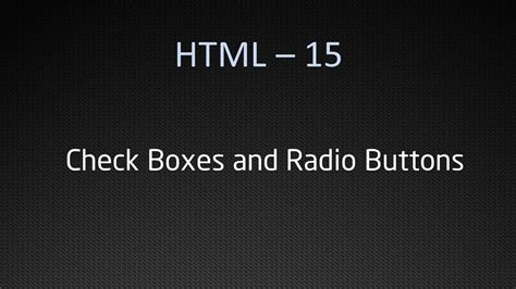 Xhtml Html 15 Checkbox And Radio Button Learnwithsaad Youtube