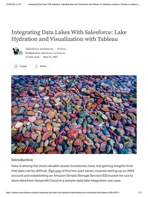 Integrating Data Lakes With Salesforce Lake Hydration And Visualization With Tableau Pdf