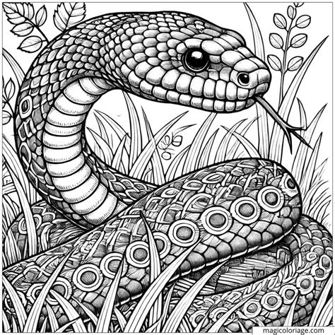 Dibujo De Serpiente En La Hierba Para Colorear