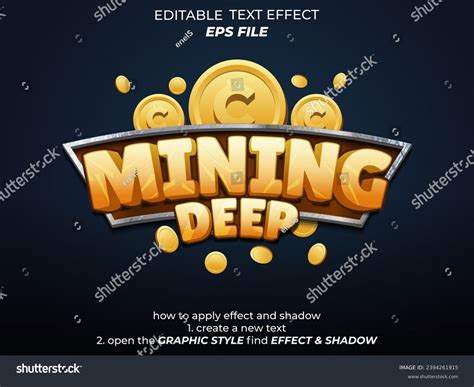 Mining Deep Text Effect Font Editable Stock Vector Royalty Free