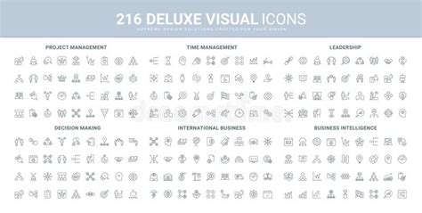 Leadership Line Icons Collection Management Authority Guidance Command Direction Supremacy
