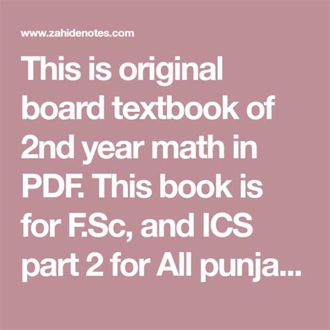Download 2nd Year Math Textbook In Pdf