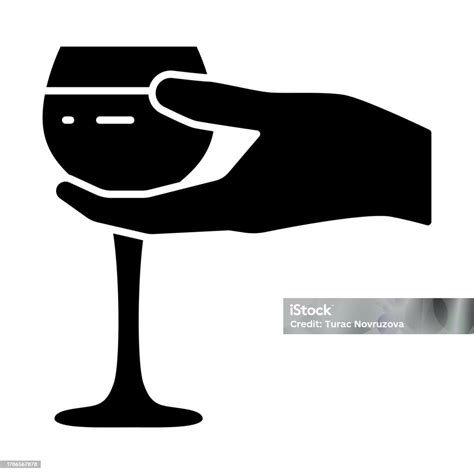손에 와인 잔 솔리드 아이콘 와인 축제 개념 흰색 배경에 손바닥 기호에 와인 잔 모바일 웹 디자인에 대 한 글리프에 유리 아이콘을 들고 손 벡터 그래픽 개념에 대한 스톡