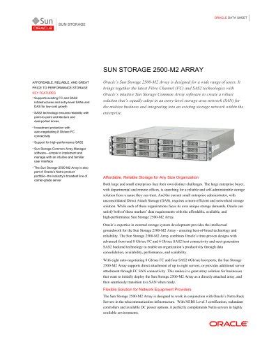 Sun Storage M Array Oracle PDF Catalogs Technical Documentation Brochure