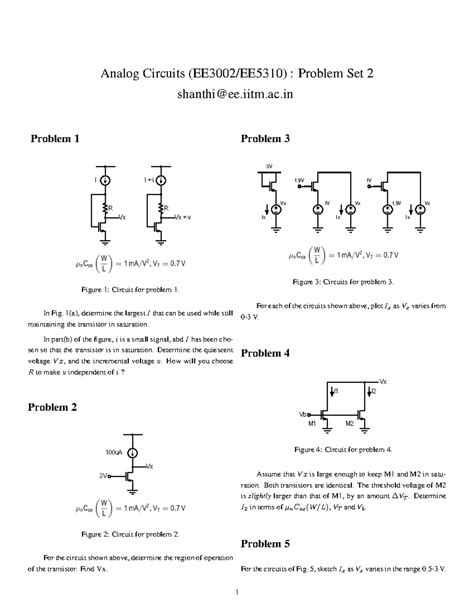 Analog Circuits Problem Set 2 Assignment 2 Solutions Studocu