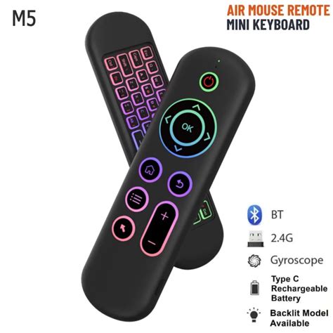 Air Mouse Remote With Mini Keyboard 6 Axis Gyro Sensor 58 Full Qwerty Keyboard 2 4g Rf