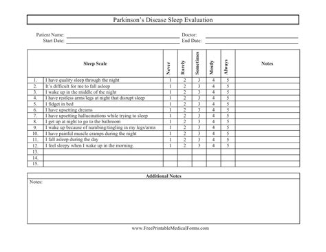 Parkinsons Desease Sleep Evaluation Form Fill Out Sign Online And Download Pdf Templateroller