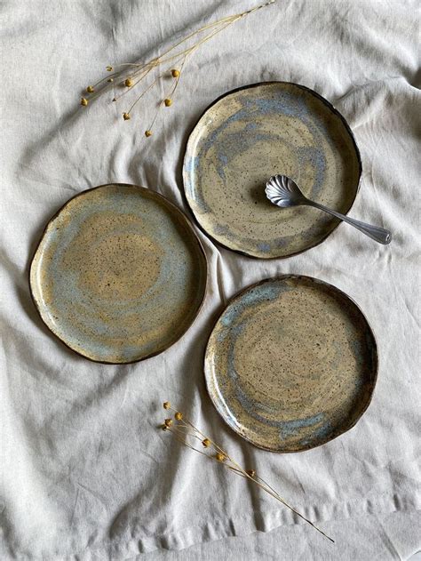 Ceramic Neutral Dessert Plate Handmade Rustic Pottery Plate Minimal Tableware Serving Plate Wabi
