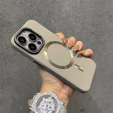 Luxury Titanium Gray Magnetic Charging Phone Case For Iphone 15 14 13