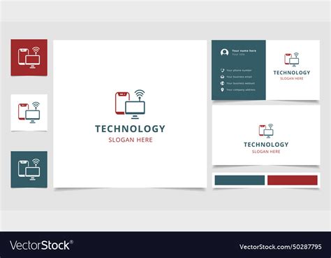 Technology Logo Design With Editable Slogan Vector Image