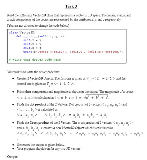 Solved Task 3 Read The Following Vector3d Class That