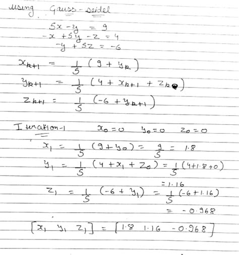 a use jacobi or gauss seidel iteration and perform three iterations by