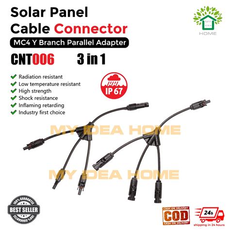 Solar Panel Cable Connector Mc4 3 In 1 Y Branch Male Female Mc4 Connector For Solar Panel