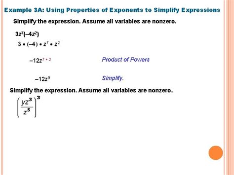 1 5 properties of exponents objectives simplify expressions