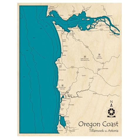 Oregon Coast Oregon 3d Custom Wood Map Lake Art Llc