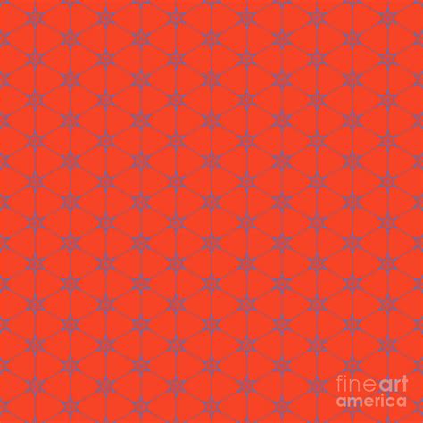 Japanese Star In Isometric Grid Pattern In Red Orange And True Blue N