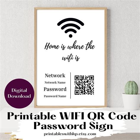 Wifi Qr Code Password Sign Customized Internet Password Sign Printable