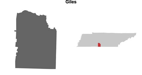 Giles County Tennessee Blank Outline Map Set 57359940 Vector Art At