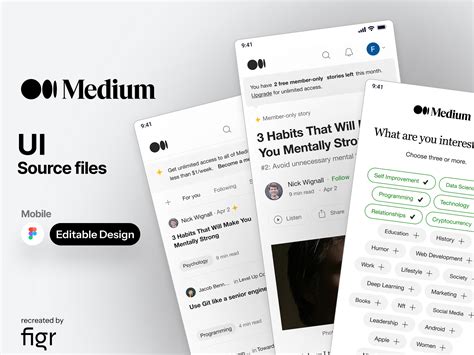 medium mobile ui recreated by figr design on dribbble