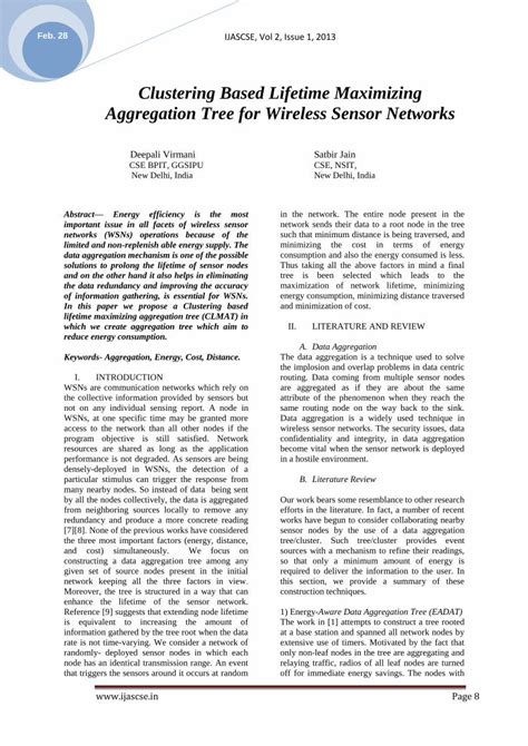 Pdf Clustering Based Lifetime Maximizing Aggregation Tree For Wireless Sensor Networks