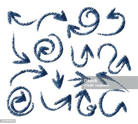 흰색 배경에 벡터 파란색 손으로 그린 격리 된 세트 화살표 기호 교통 신호 표지판에 대한 스톡 벡터 아트 및 기타 이미지 교통 신호 표지판 화살 화살표 Istock