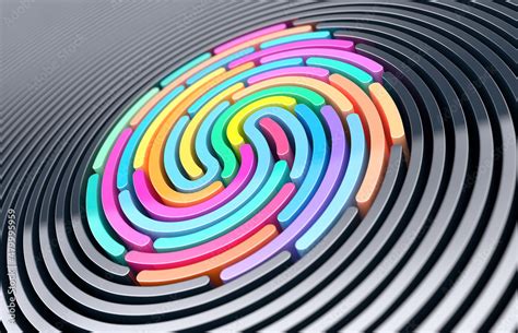 3d Render Abstract Background Of Stylized Fingerprint Of Smooth Lines Of Spline Gradient