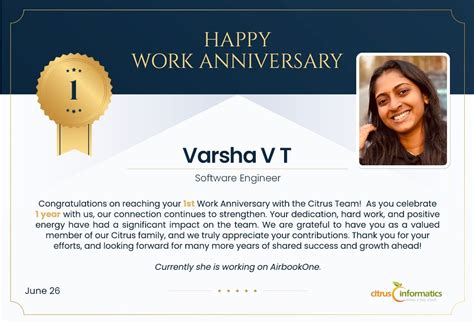 Varsha V T On Linkedin Workanniversary Citrusinformatics Softwareengineer