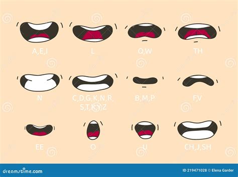 Mouth Animation Funny Cartoon Mouths Set With Expression Cartoon