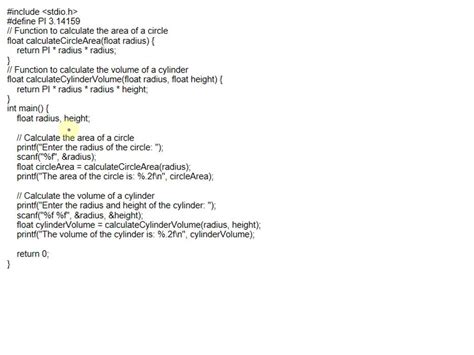 Solved Create A Program In C Language Calculate The Area Of A Circle
