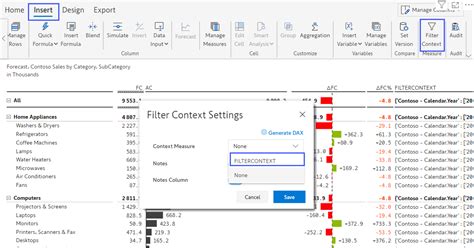 power bi comments with filter slicer context awareness