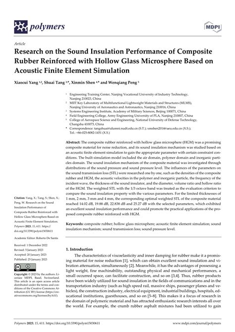 Pdf Research On The Sound Insulation Performance Of Composite Rubber